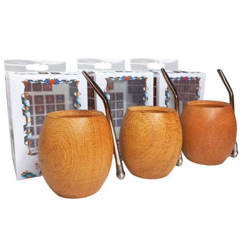 SET DE MATE DE MADERA EN CAJA Y BOMBILLA SET086 – Raices Regalos