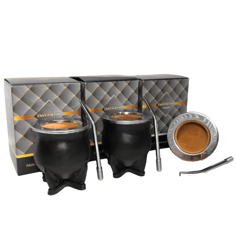 MATE DE ALGARROBO CON CON CAJA + BOMBILLA SET040NNR – Raices Regalos