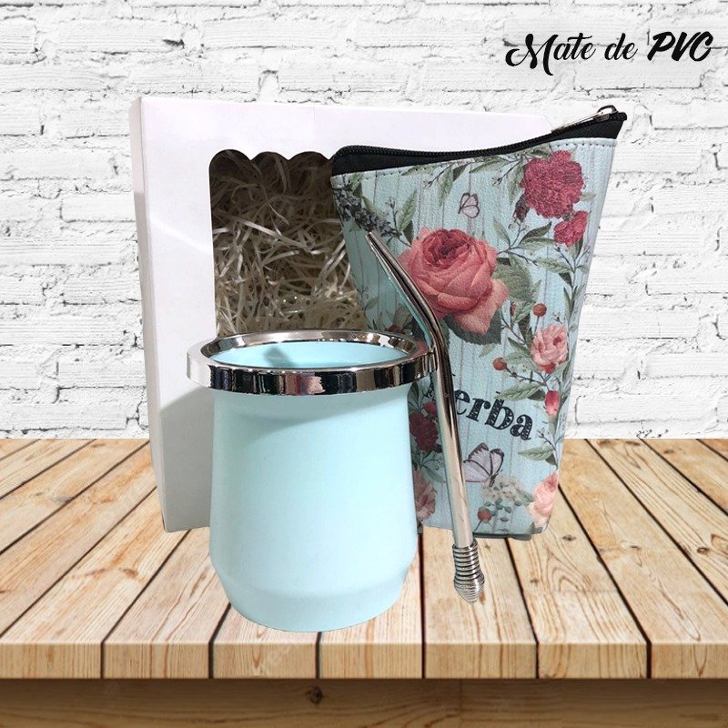SET DE MATE-CAJA CON MATE YERBERA Y BOMBILLA -SET071 – Raices Regalos