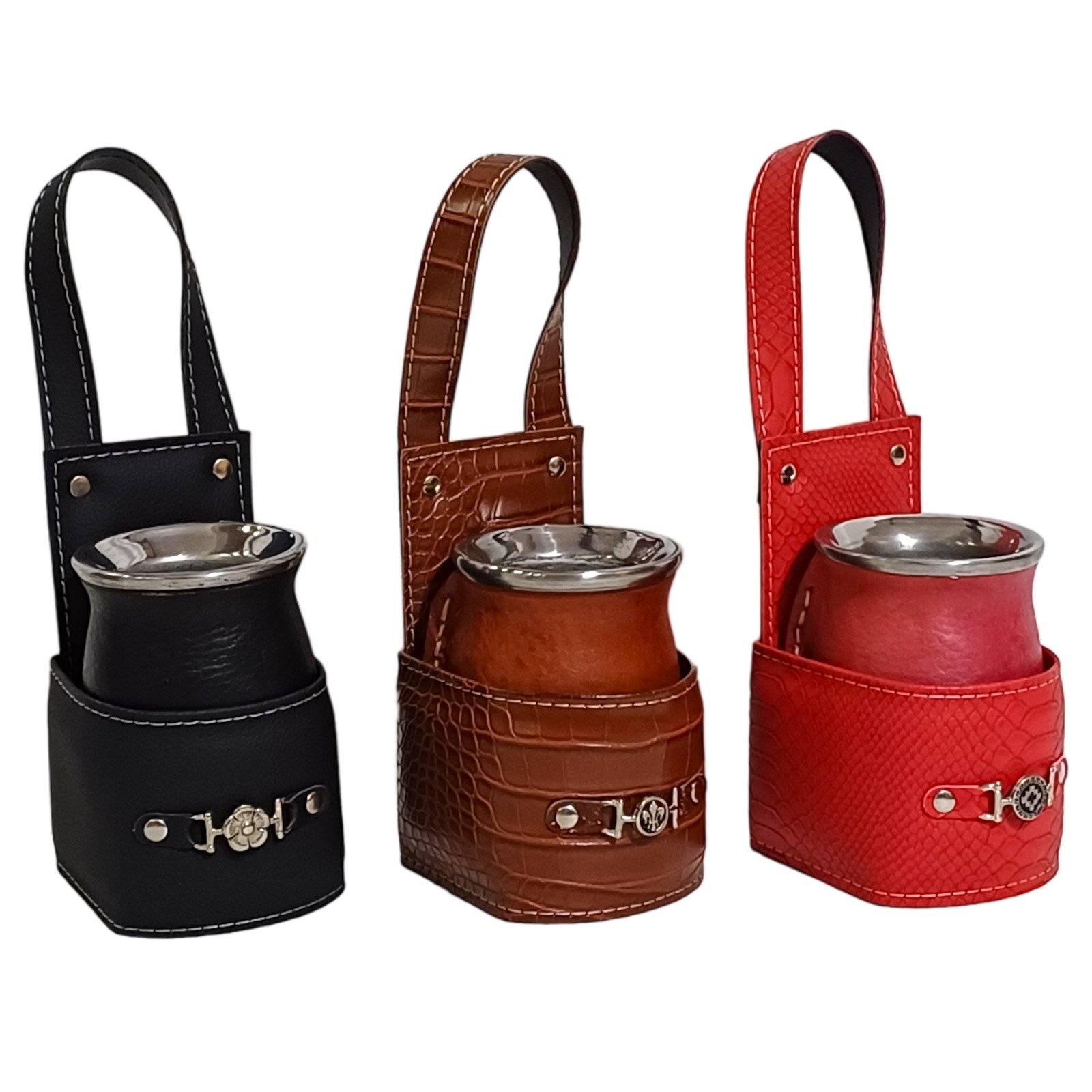 PORTA MATE CHICO DE ECOCUERO CON MATE DE ACERO BAG008C2 – Raices Regalos